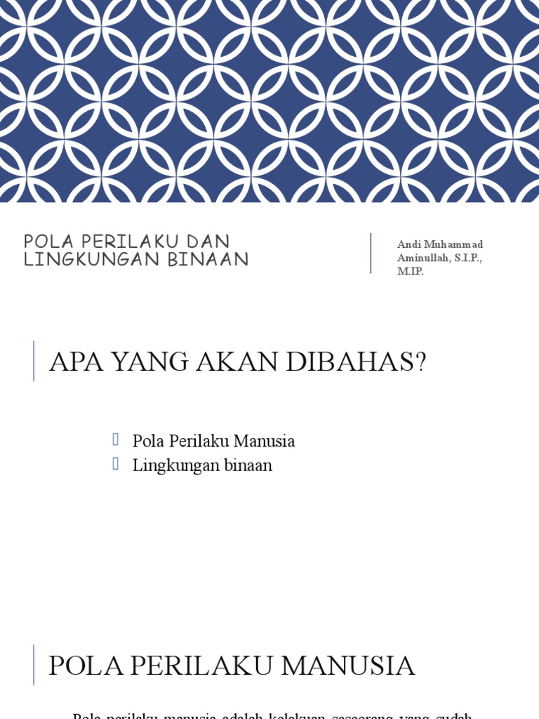 Pola Perilaku Dan Lingkungan Binaan: Andi Muhammad Aminullah, S.I.P., M.IP | PDF | Karier ...