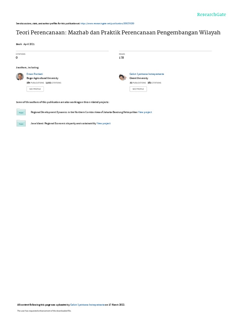 Teori Perencanaan: Mazhab Dan Praktik Perencanaan Pengembangan Wilayah | PDF