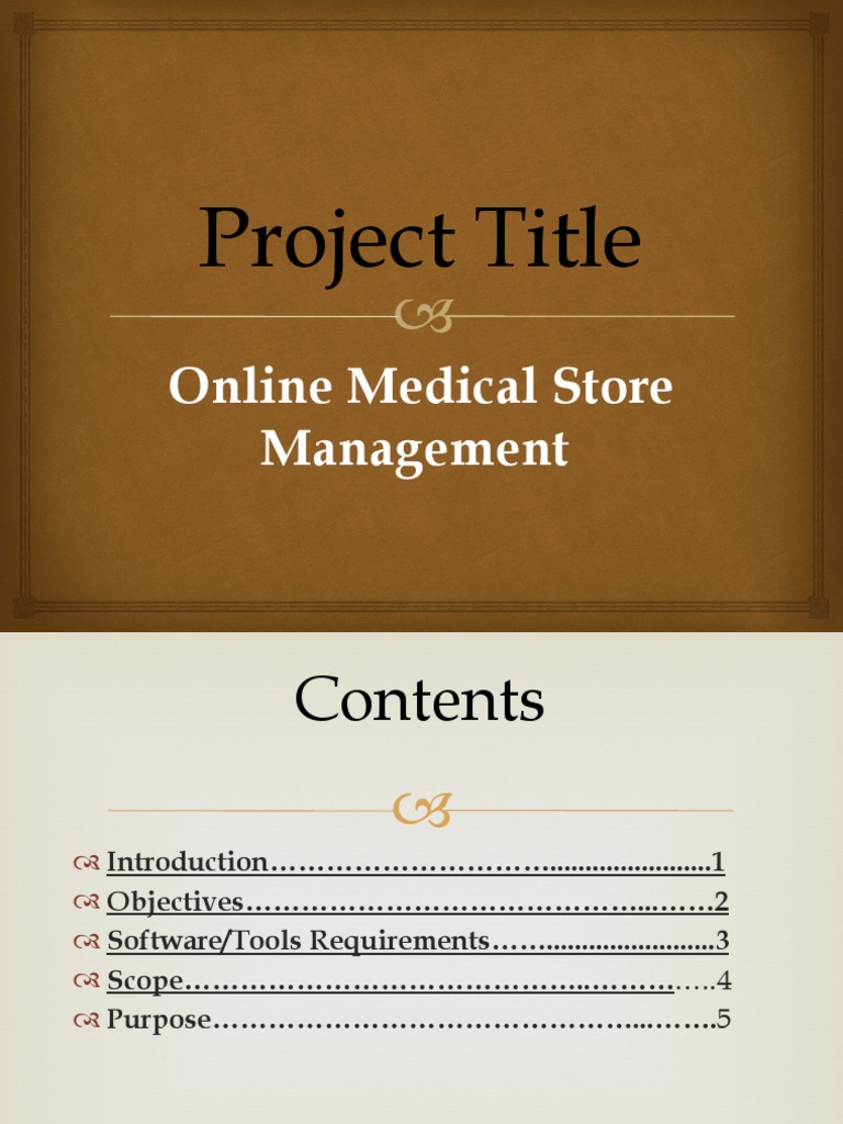 Project Title: Online Medical Store Management | PDF