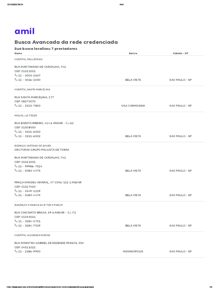 hOSPITAIS Amil | PDF