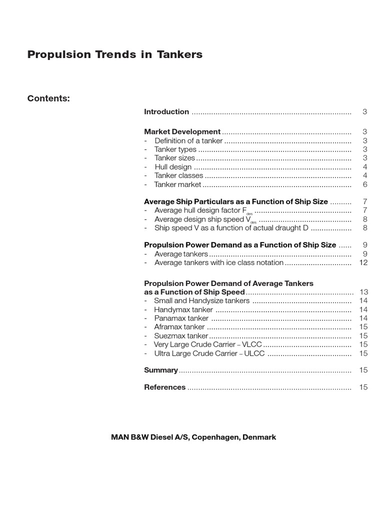 Propulsion Trends in Tankers: An Analysis of Propulsion Power Demand and Main Engine Choice for ...