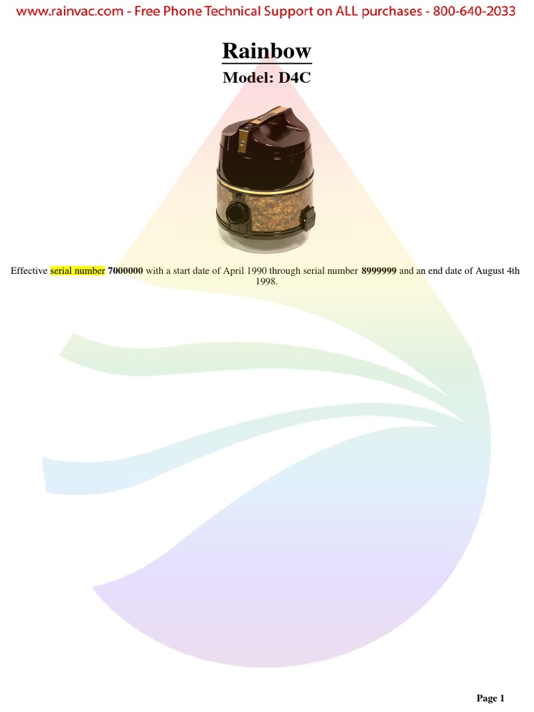Rainbow: Model: D4C | PDF | Electrical Engineering | Equipment