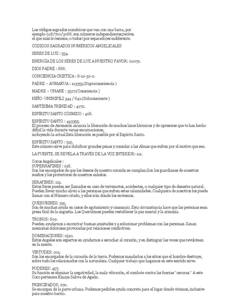 Los Códigos Sagrados Numéricos | PDF | Arcángel | Karma