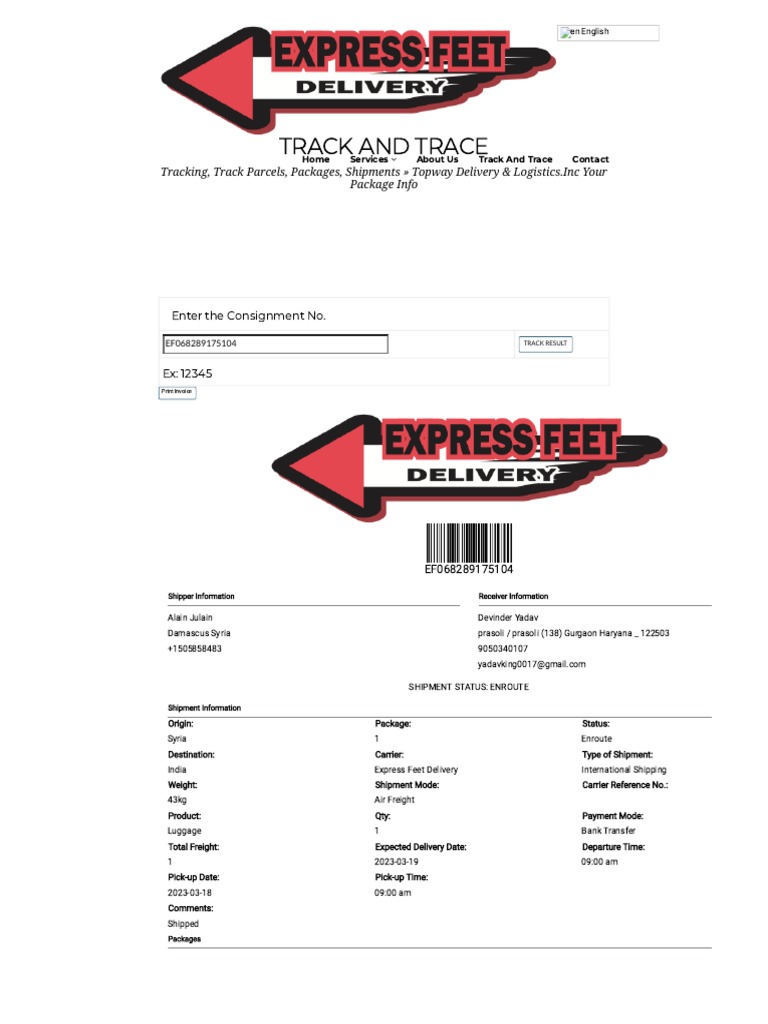 Track and Trace: Tracking, Track Parcels, Packages, Shipments Topway Delivery & Logistics - Inc ...