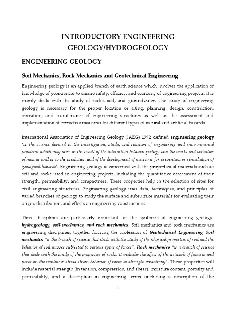 Introductory Engineering Geology/Hydrogeology | PDF | Science & Mathematics
