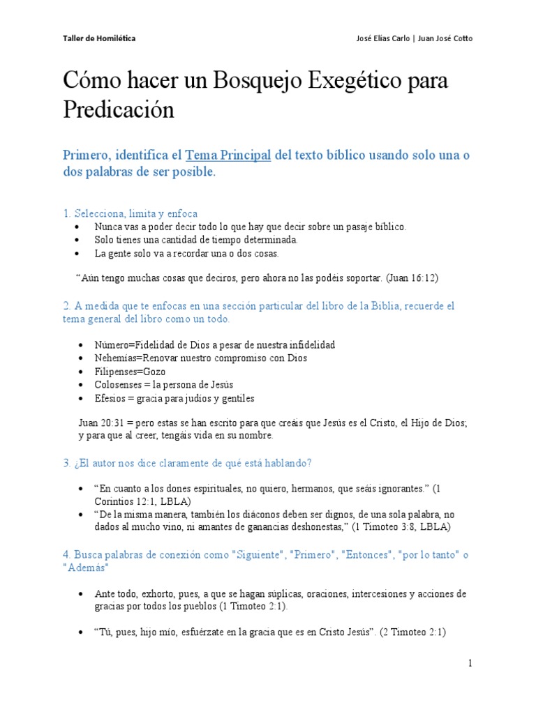 Taller de Homilética BOSQUEJO COMPLETO | PDF | Jesús | Pecado