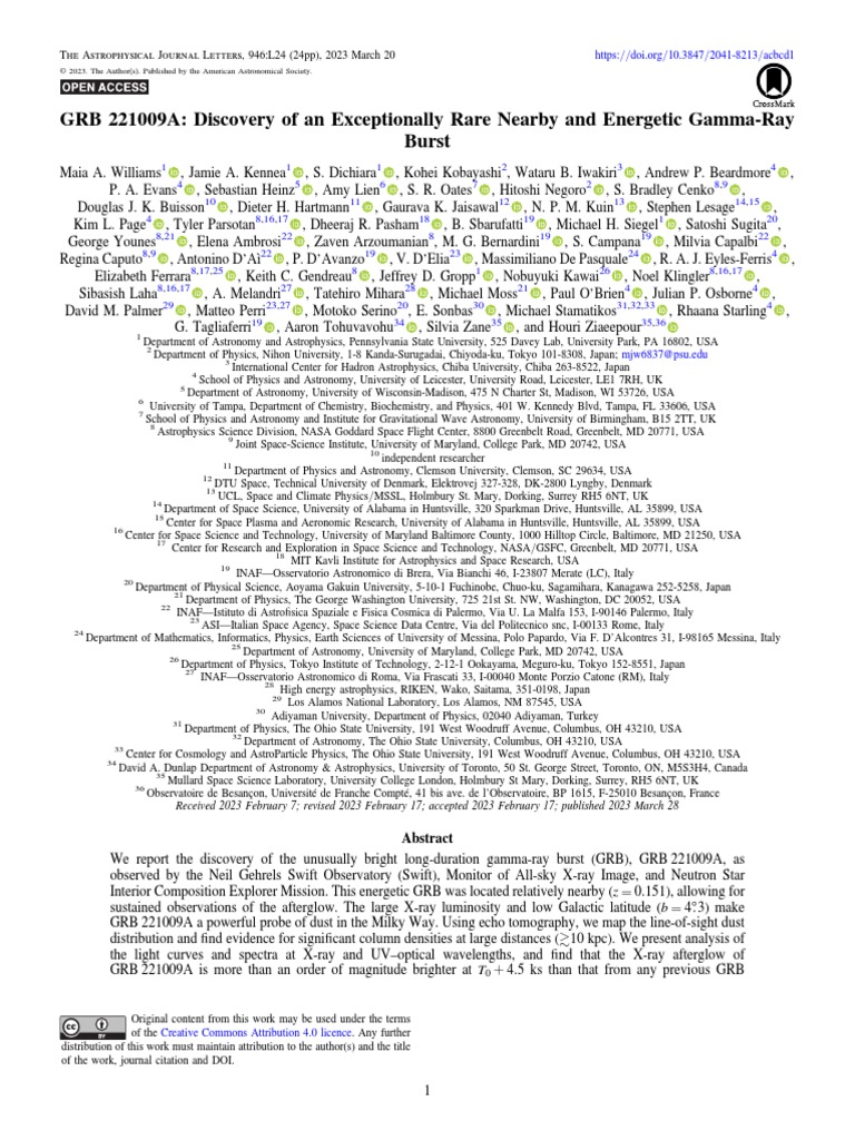 GRB 221009A: Discovery of An Exceptionally Rare Nearby and Energetic ...