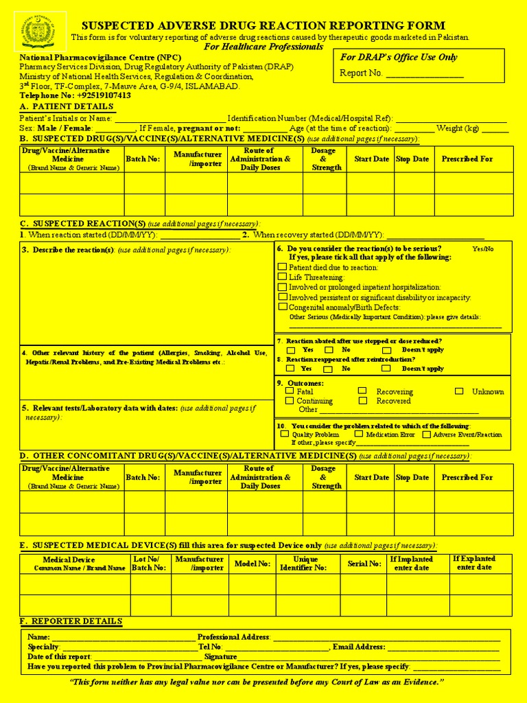 Adr Form 10 | Download Free PDF | Chemistry | Dose (Biochemistry)