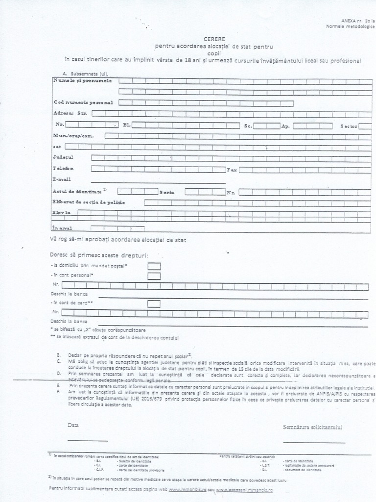 CERERE Alocatie | PDF