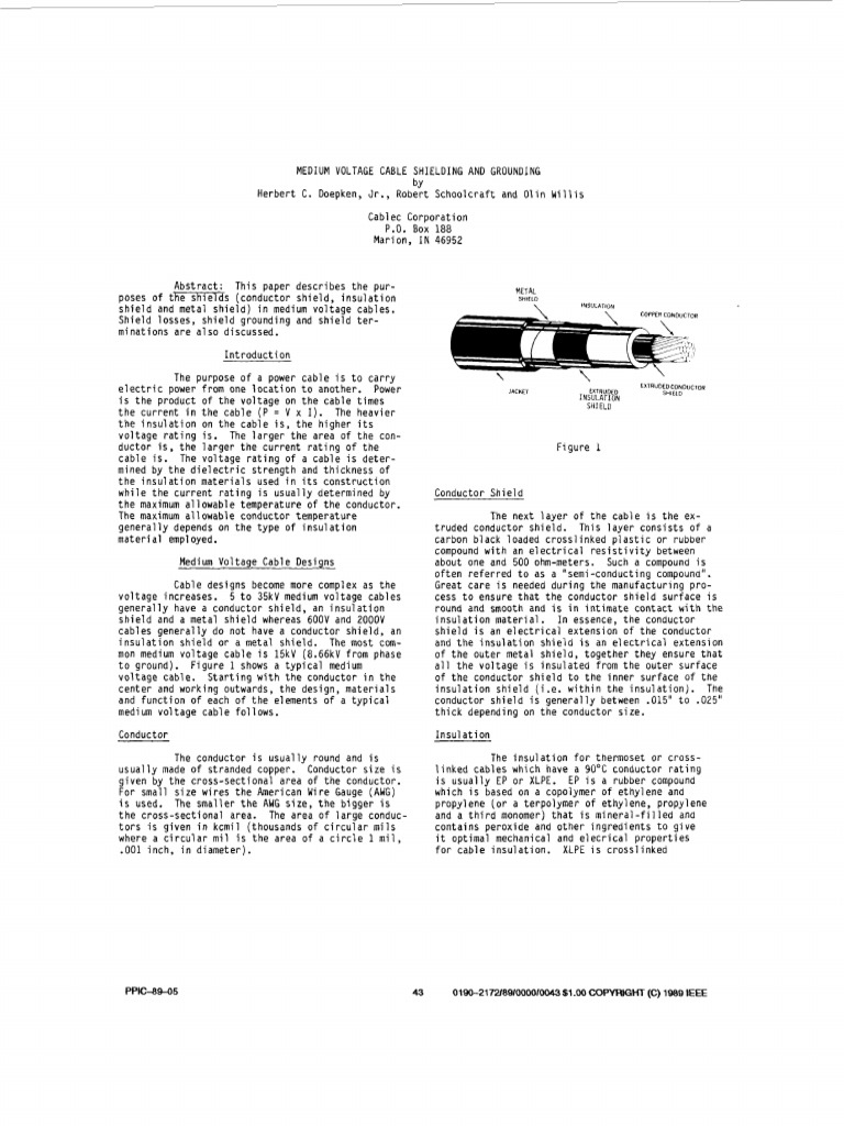 Medium Voltage Cable Shielding and Grounding | PDF | Electrical Components | Applied And ...