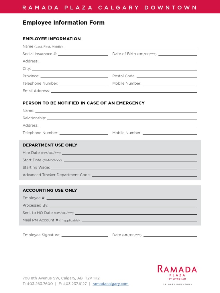 RHDCA Employee Information Form | PDF