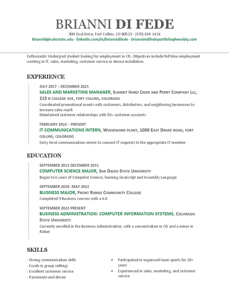 Brianni Di Fede Resume 4 | PDF