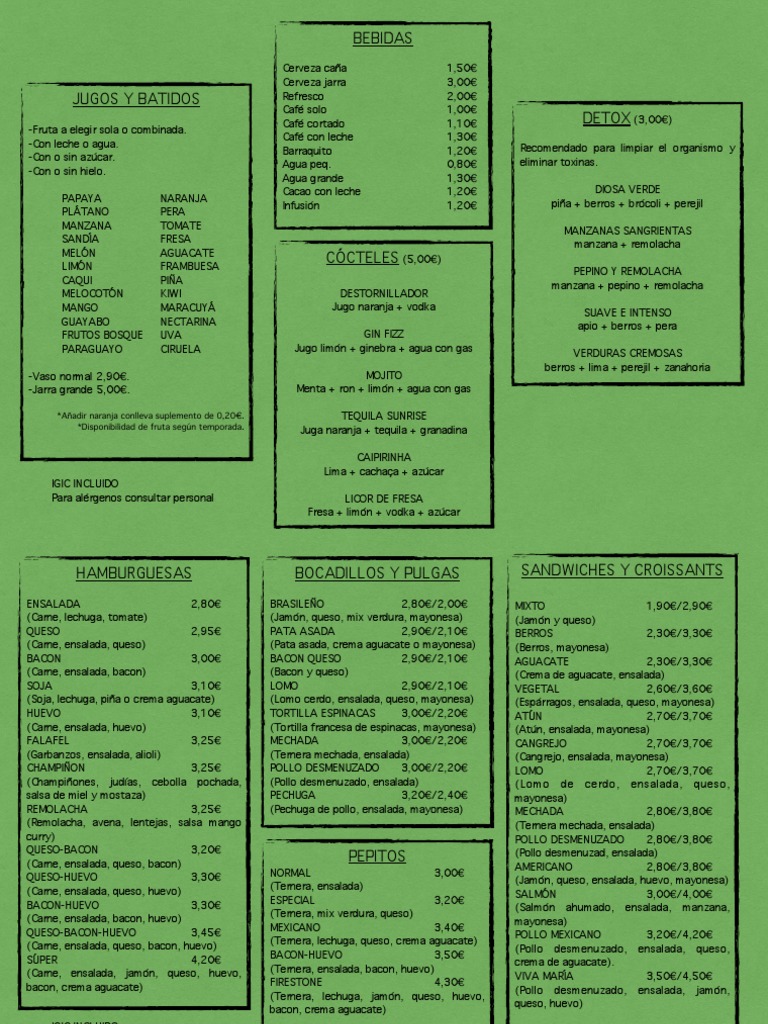 Menú Viva María Tenerife | PDF | ensalada | Alimentos