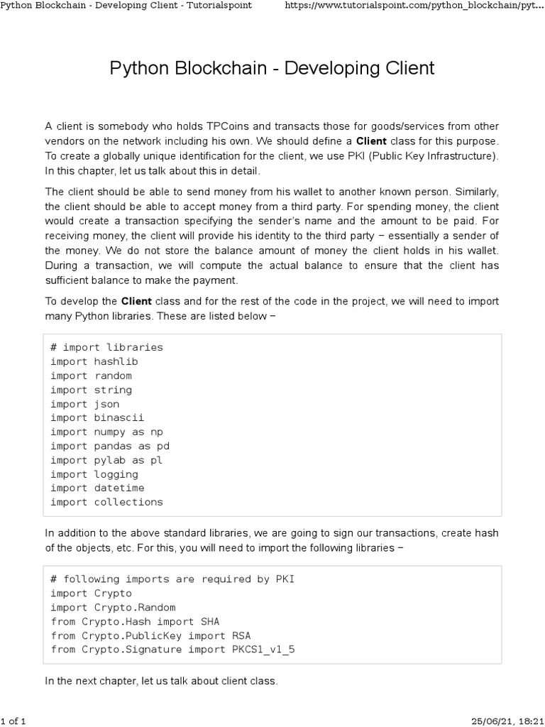 Python Blockchain Developing Client Pdf