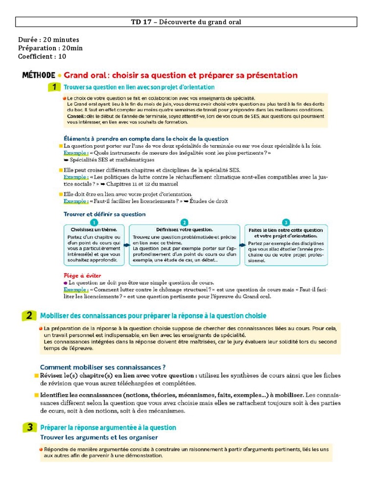 TD 17 - Découverte Du Grand Oral Copie | PDF | Cognition