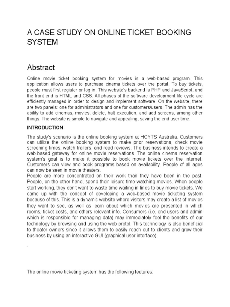 A Project On Online Ticket Booking System | PDF