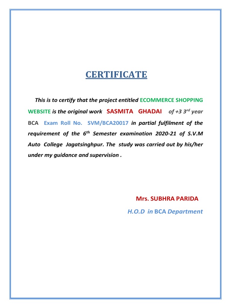 Certificate: Sasmita Ghadai | PDF
