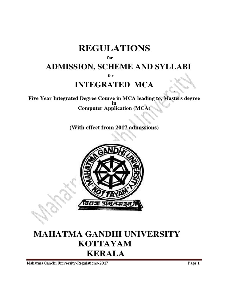 Regulations: Admission, Scheme and Syllabi Integrated Mca | PDF | Pointer (Computer Programming ...