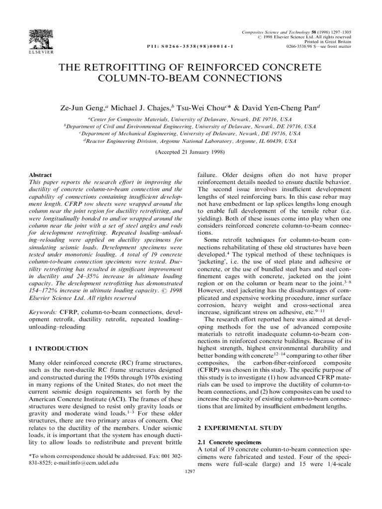 The Retrofitting of Reinforced Concrete Column-To-Beam Connections ...