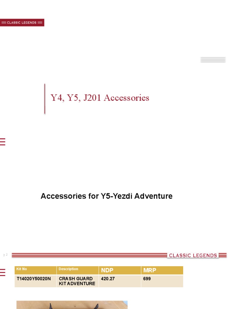 Y4, Y5, J201 Accessories | PDF
