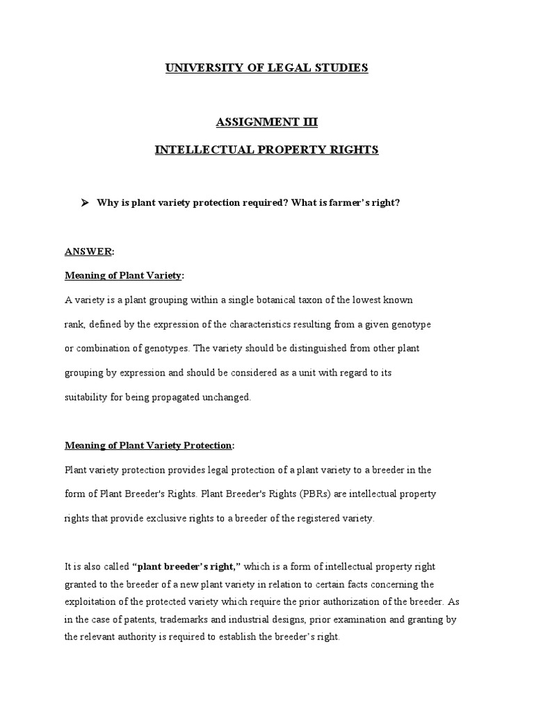 Assignment Iii | PDF | Intellectual Property | Plant Breeding