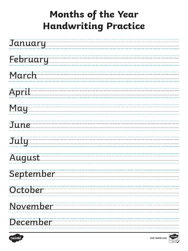 Months of the Year Handwriting Practice | PDF