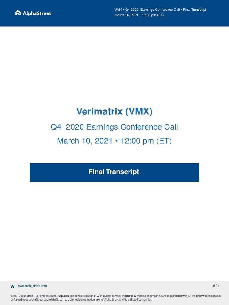 Verimatrix - Q4 - 2020 - Transcript File | PDF | Software As A Service ...