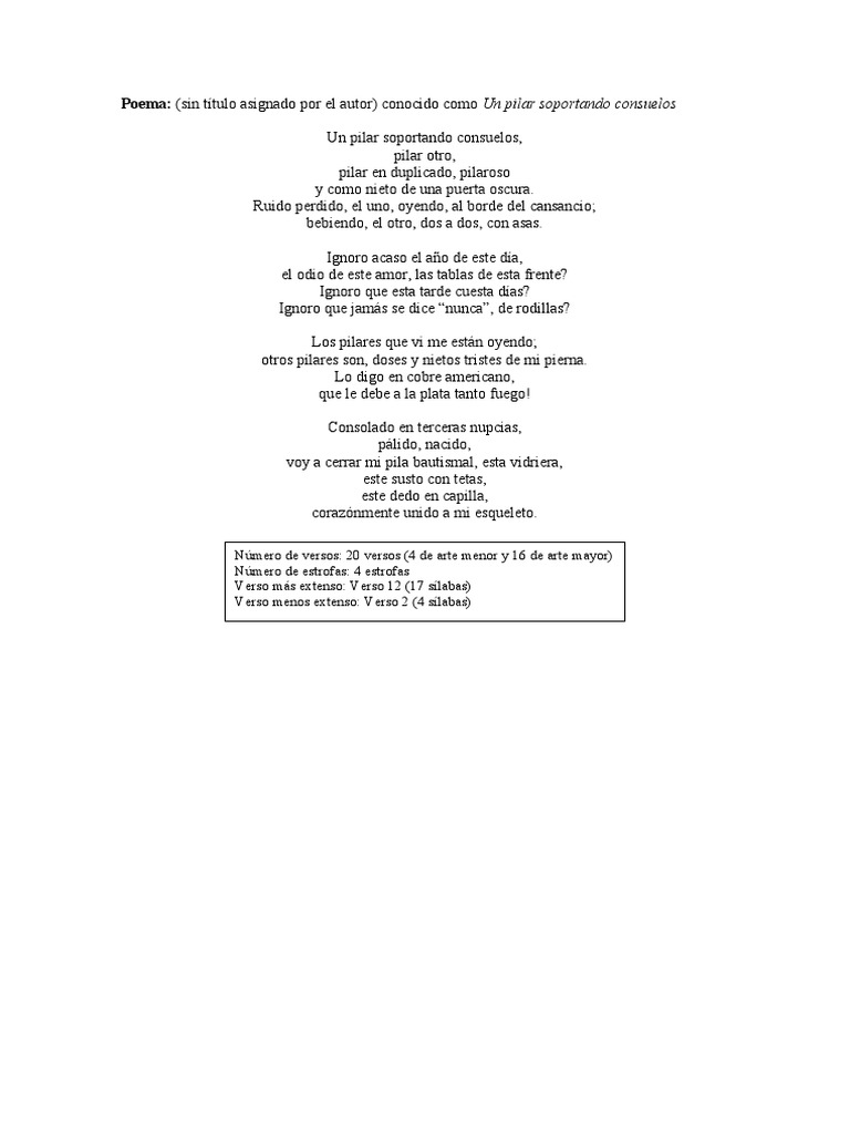 Poema "Un pilar soportando consuelos" | PDF | Arte