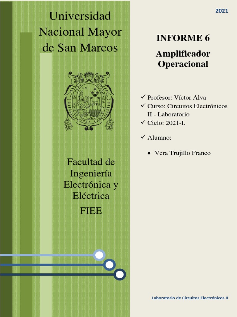 Informe 6 Electronicos 2 | PDF | Amplificador operacional | Amplificador