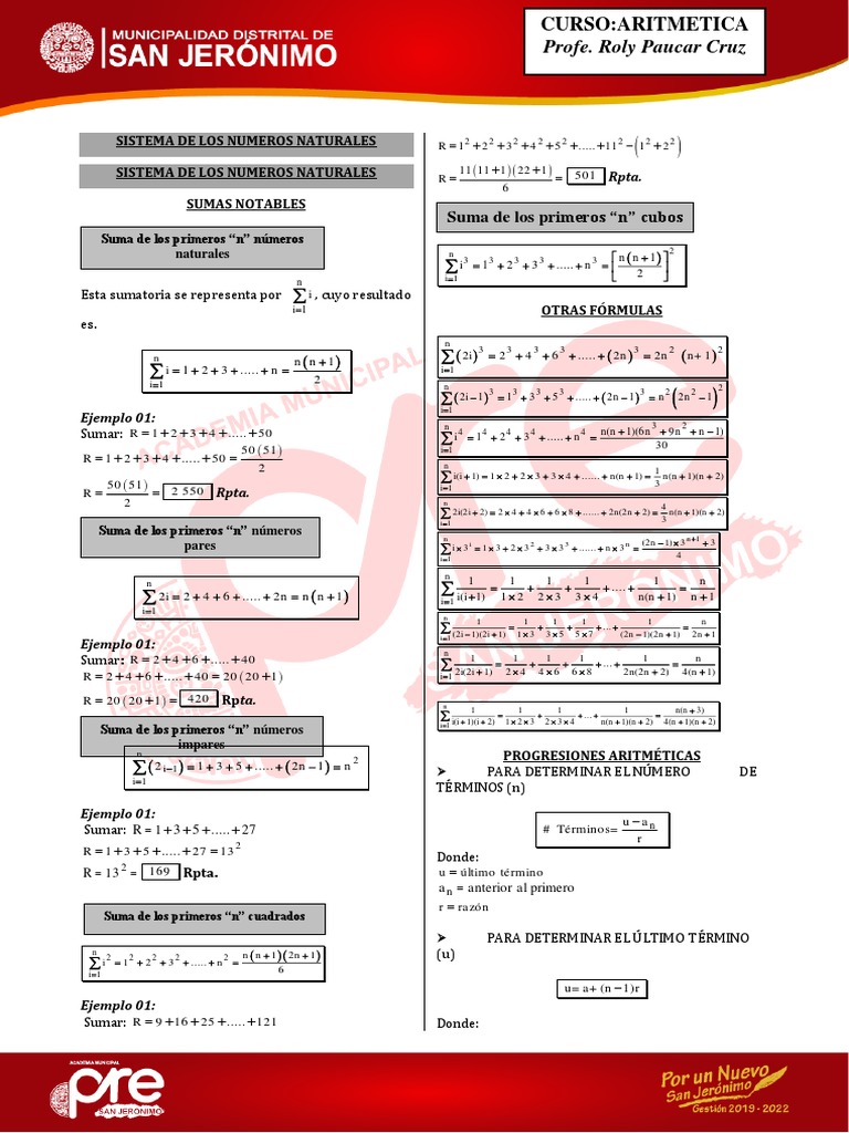 SUMATORIAS | PDF | Matemáticas | Matemática Elemental