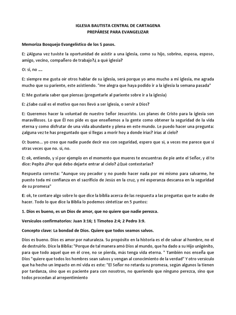 Bosquejo Evangelístico 5 Pasos | PDF | Pecado | Oración