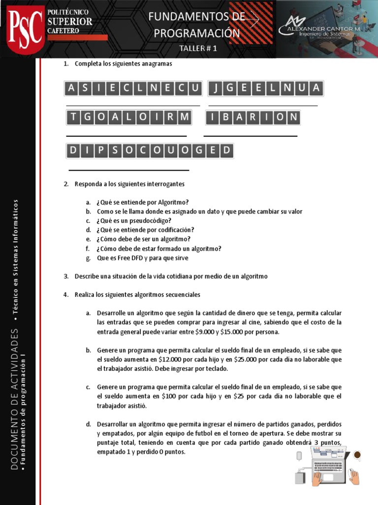 Taller 1 | PDF | Algoritmos | Informática teórica