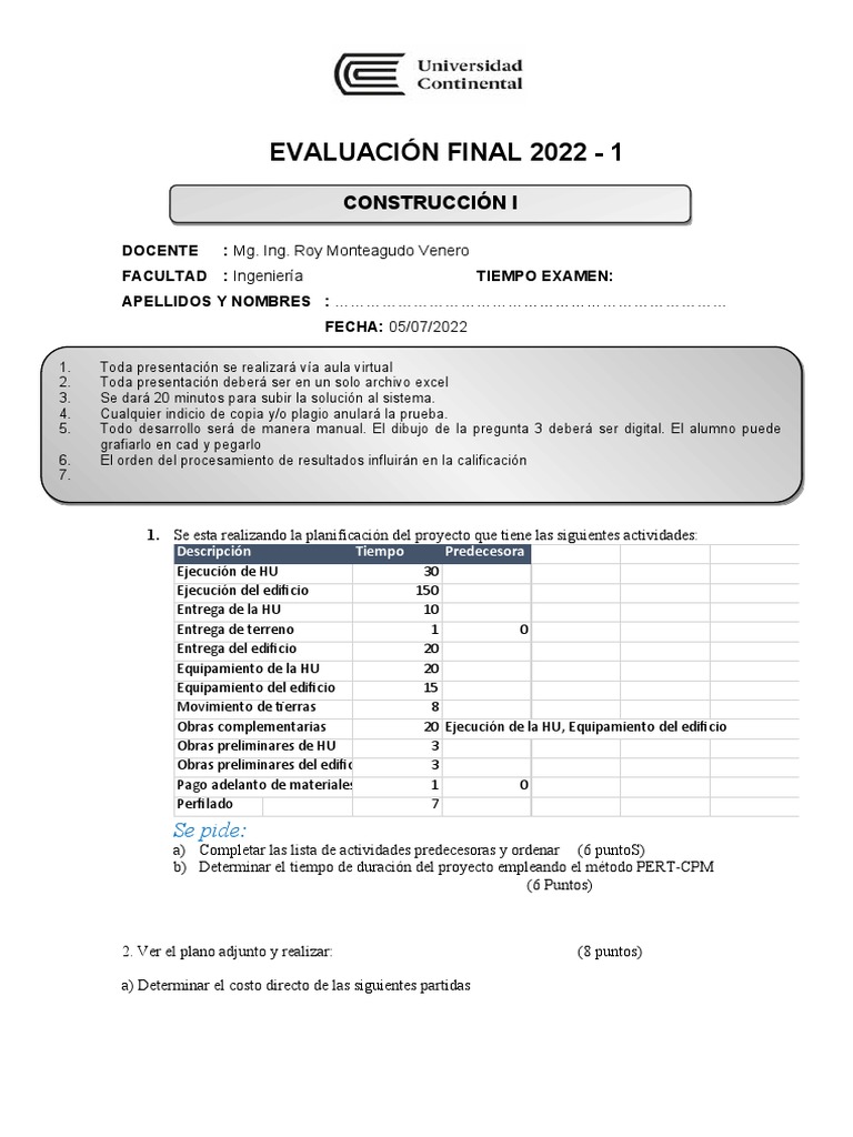 Examen Final 2022-1 (A) | PDF
