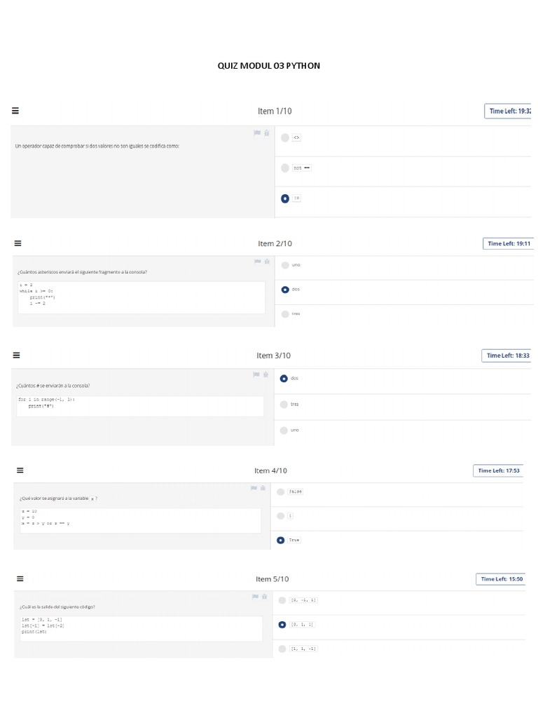 Modulo 3 Quiz Python | PDF