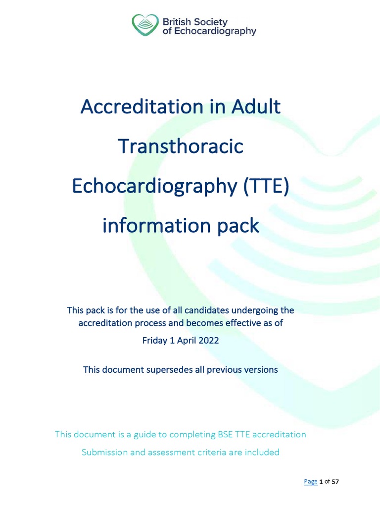 Accreditation in Adult Transthoracic Echocardiography (TTE) Information ...
