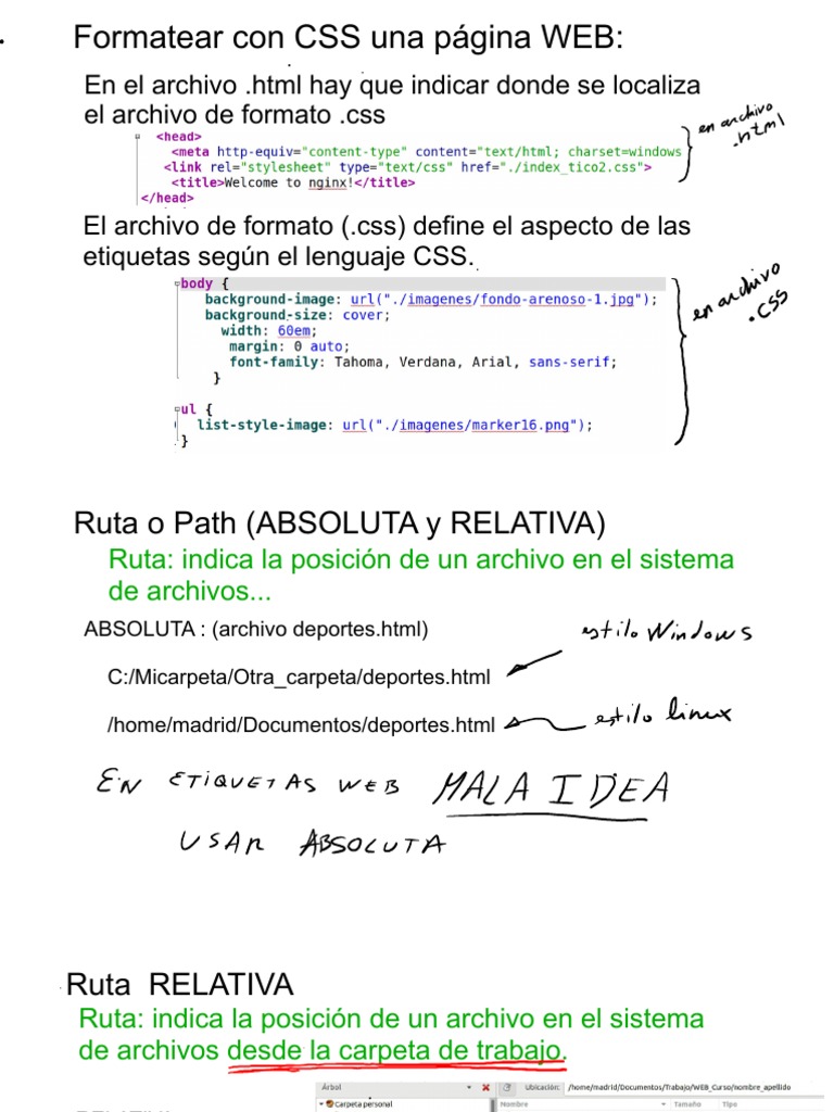 Notas Sobre CSS y Rutas Relativas | PDF