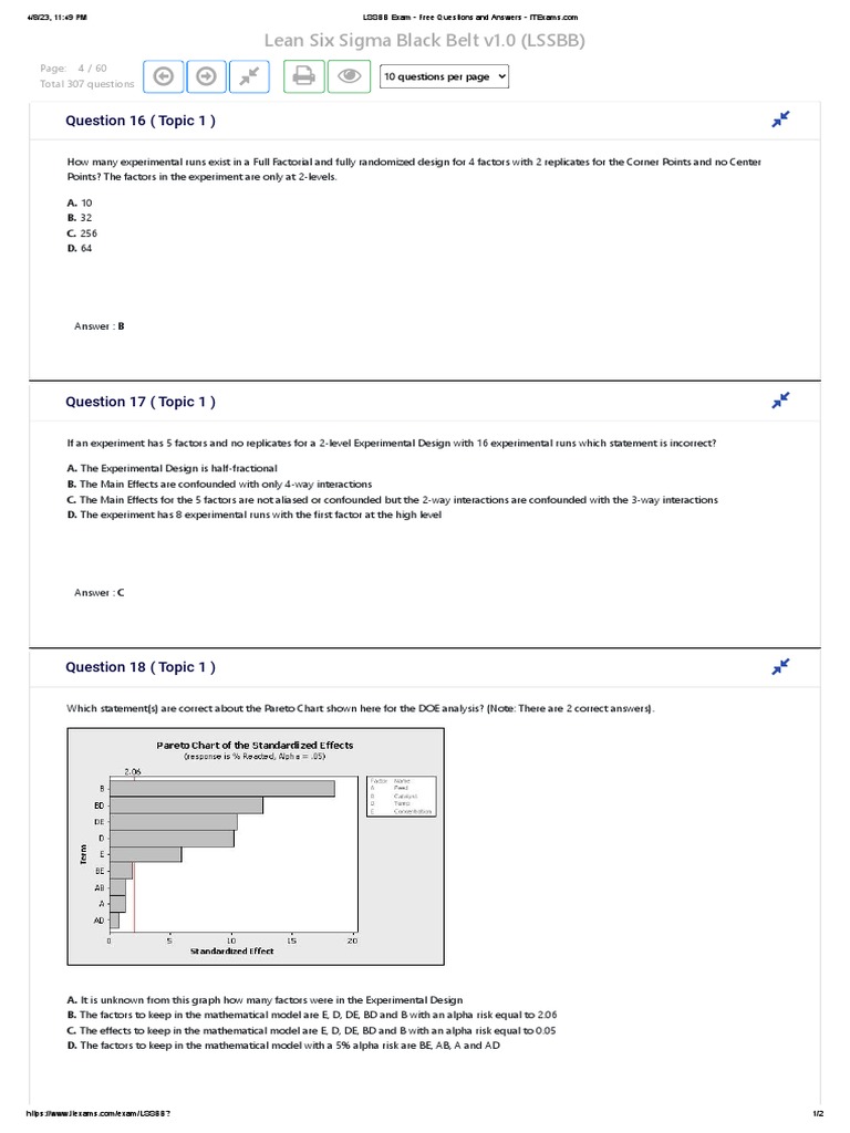 Lean Six Sigma Black Belt v1.0 (LSSBB) Exam - Free Questions and ...