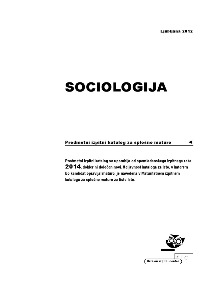Sociologija: Ljubljana 2012 | PDF