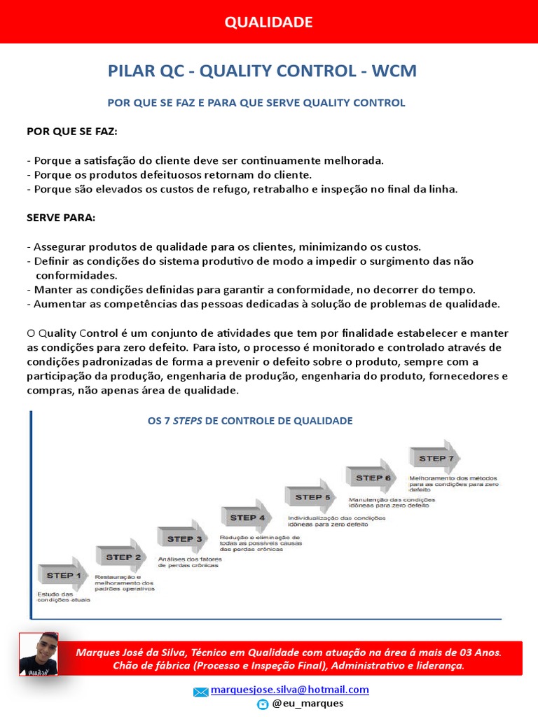 Pilar QC - Quality Control - WCM: Por Que Se Faz E para Que Serve ...