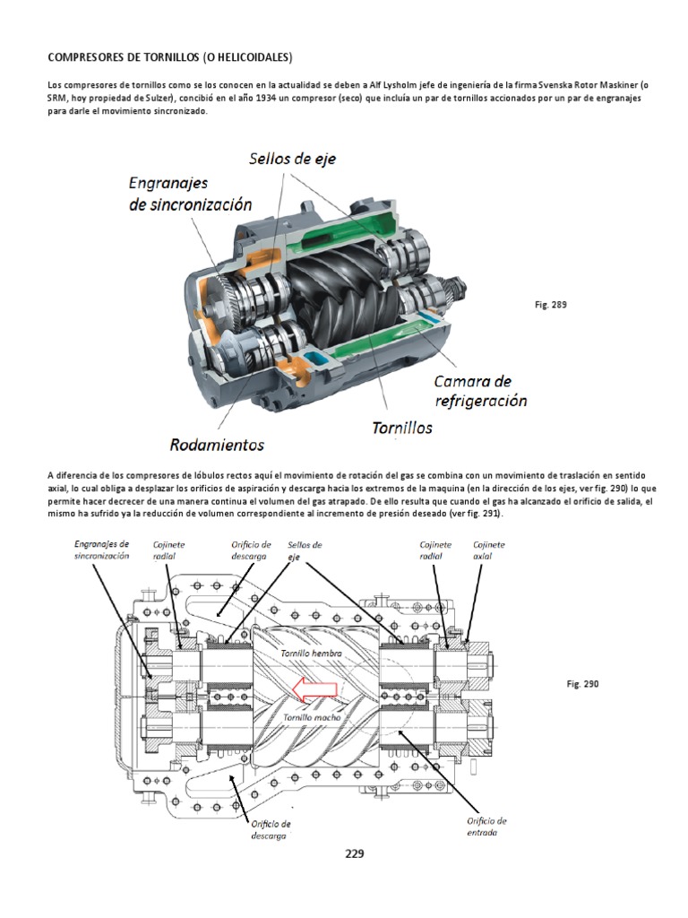Compresores de Tornillos (O Helicoidales) | PDF | Engranaje | Gases