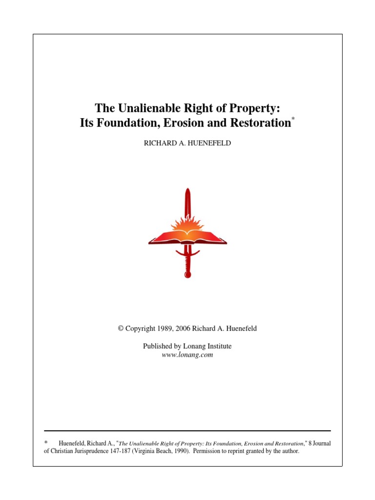 The Unalienable Right of Property | PDF | Life | Natural Law