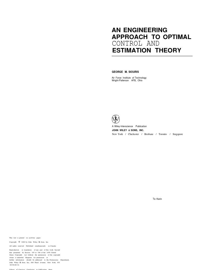 Optimal Control and Estimation | PDF | Kalman Filter | Control Theory