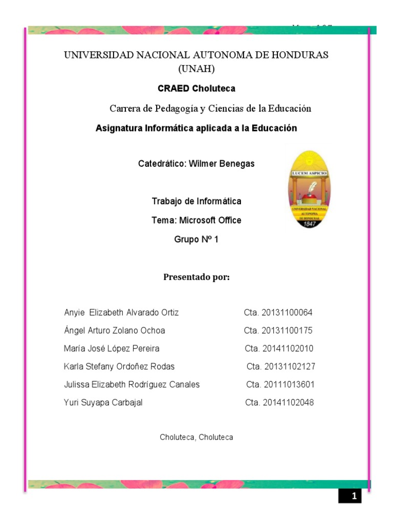 OFFICE Informe Informatica | PDF | Microsoft Office | Microsoft