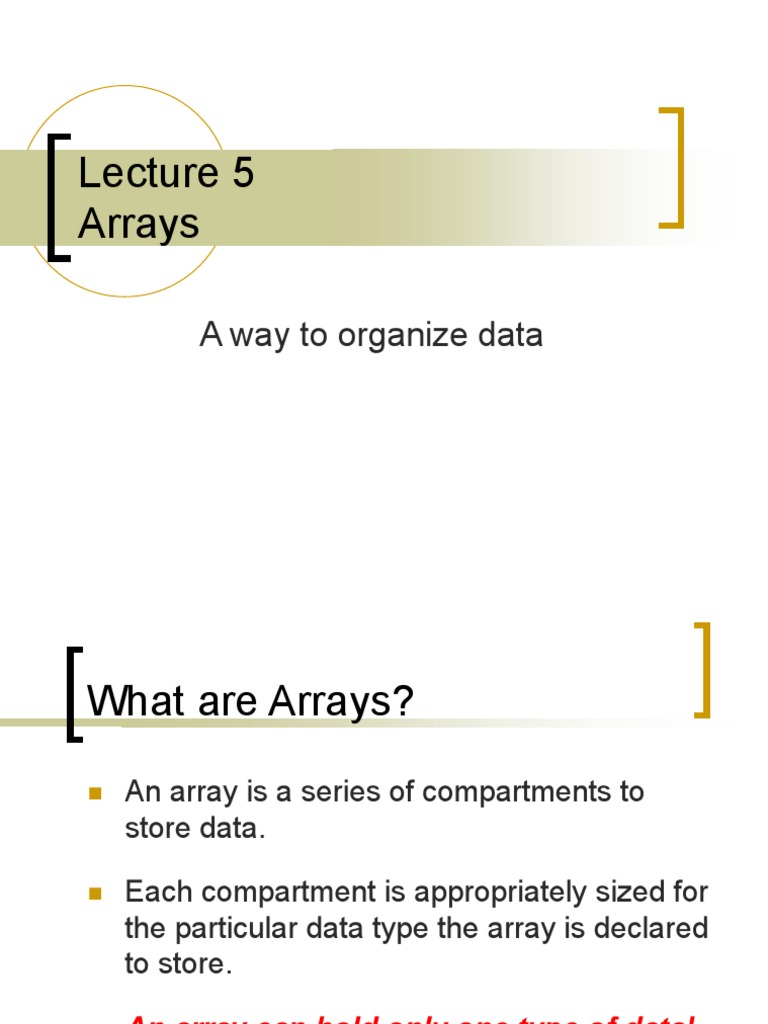 L05 - Arrays | PDF | Data Type | Integer (Computer Science) L05 - Arrays | PDF | Data Type | Integer (Computer Science)
