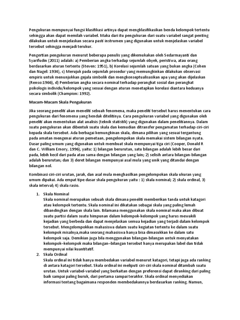 Macam-Macam Skala Pengukuran | PDF