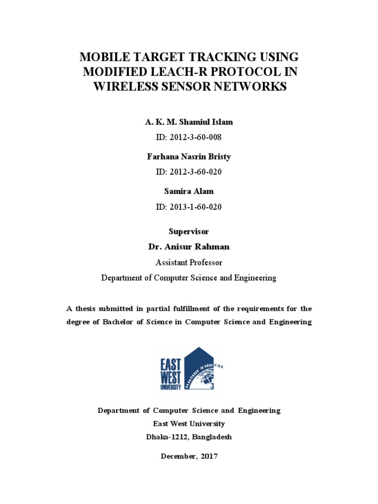 Mobile Target Tracking Using Modified LEACH R Protocol in Wireless ... Mobile Target Tracking Using Modified LEACH R Protocol in Wireless ...
