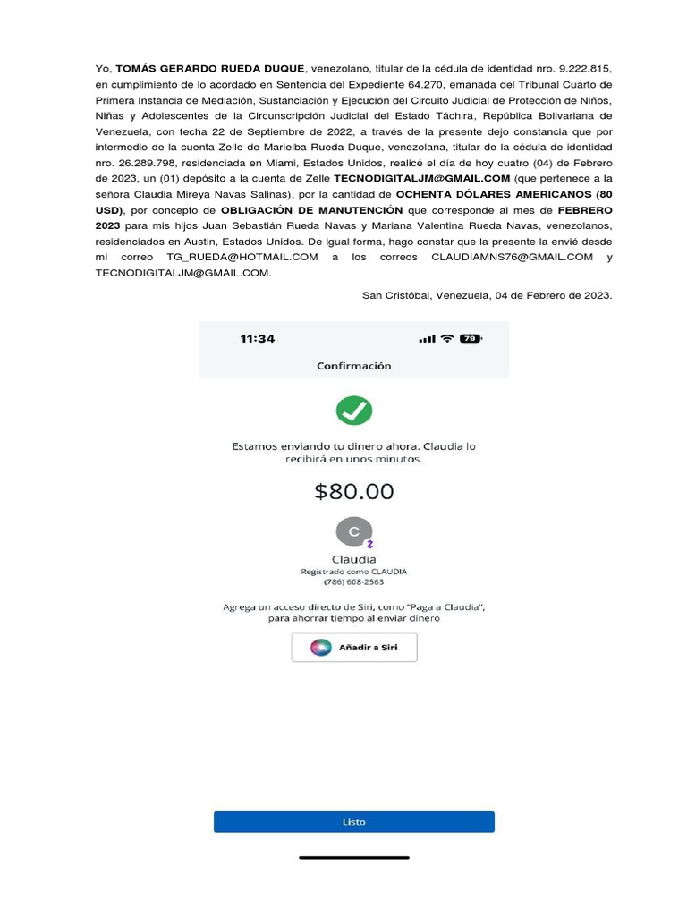 Obligacion de Manutención Modelo de Recibos | PDF