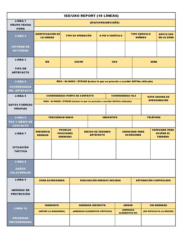Ied/Uxo Report (10 Líneas) : Linea 2 | PDF