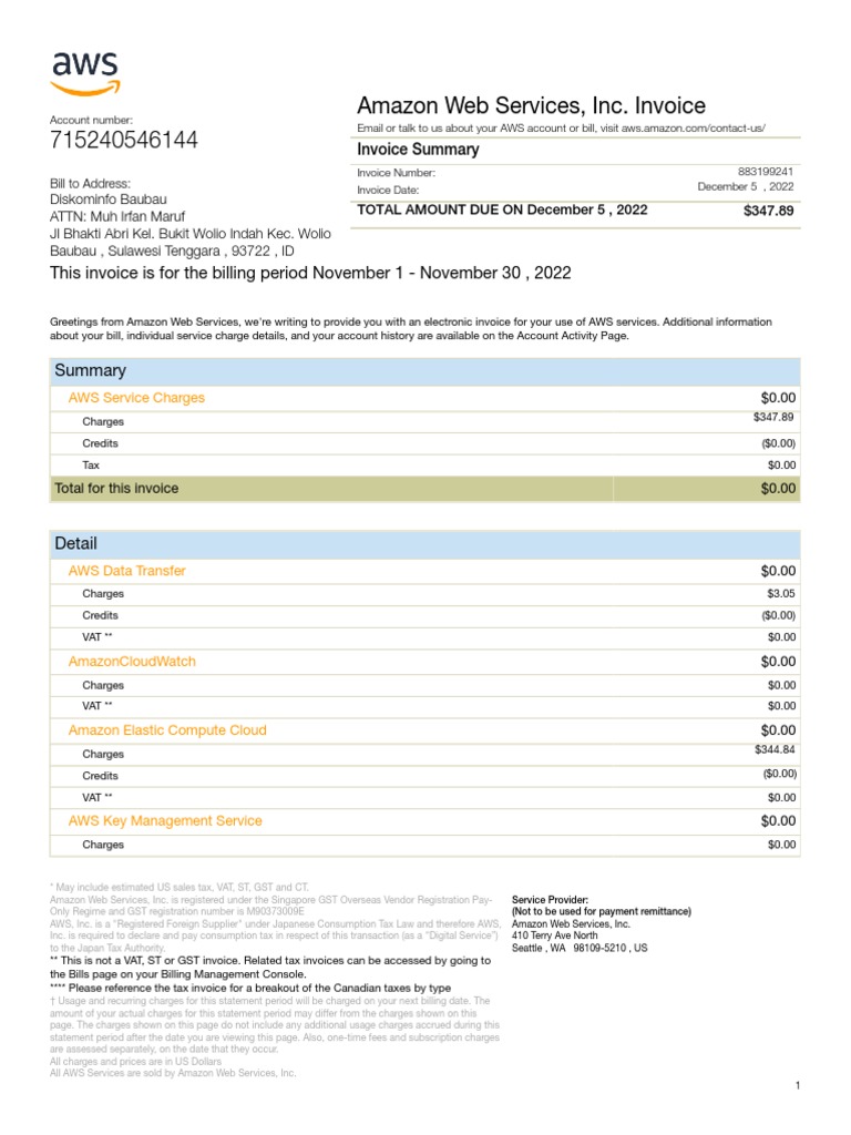 November Aws | PDF | Invoice | Value Added Tax