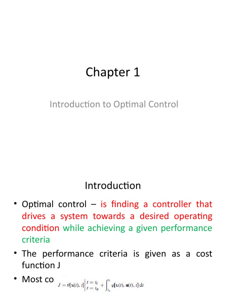 Introduction To Optimal Control | PDF | Optimal Control | Mathematical Optimization